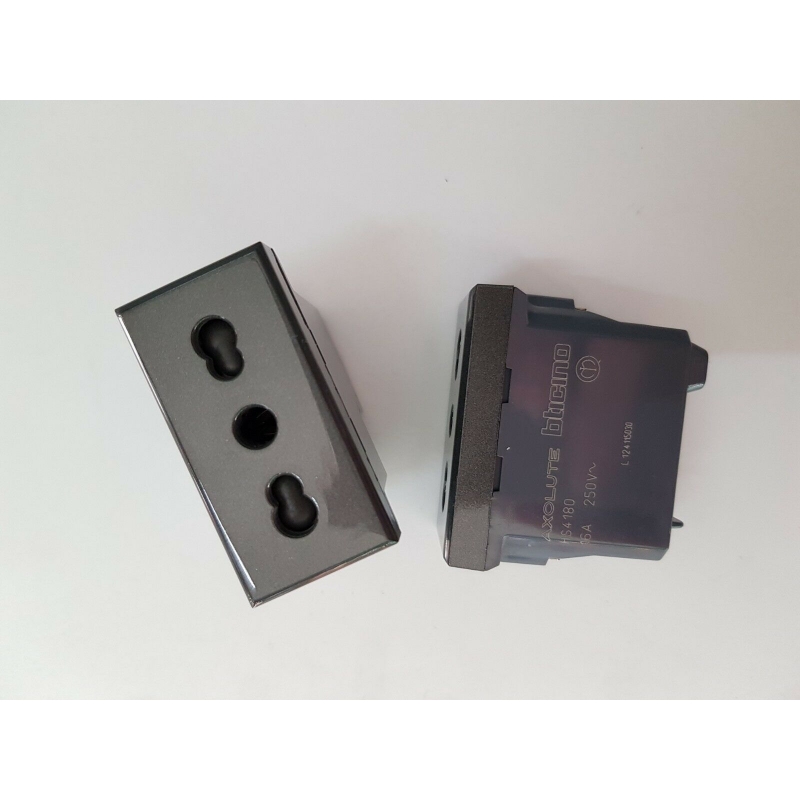 bticino axolute presa bipasso bivalente 2p+t 10a 16a antracite hs4180 ...