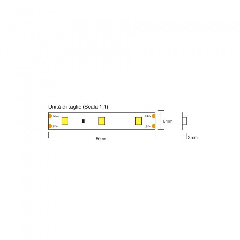 striscia led 24W 2100LM 12V IP20 PCB 8MM bobina da 300smd 3528 luce ...