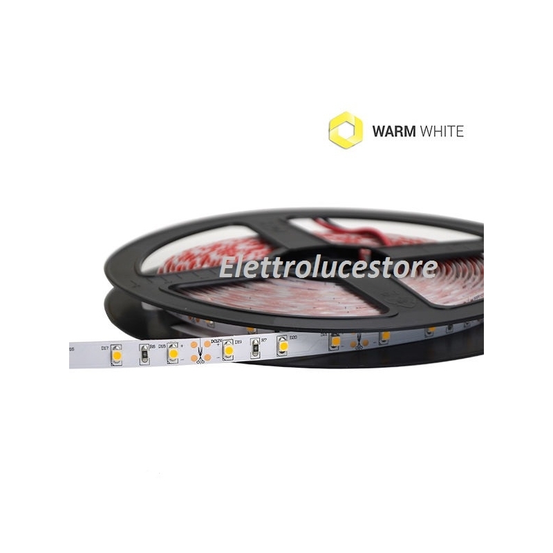strip led striscia 12v 24w bobina 5 metri 300smd 3528 ip20 luce calda ...