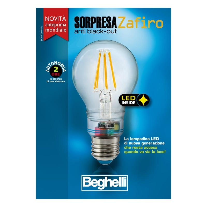 beghelli goccia retro' emergenza sorpresa zafiro led 6w e27 2700°k anti ...